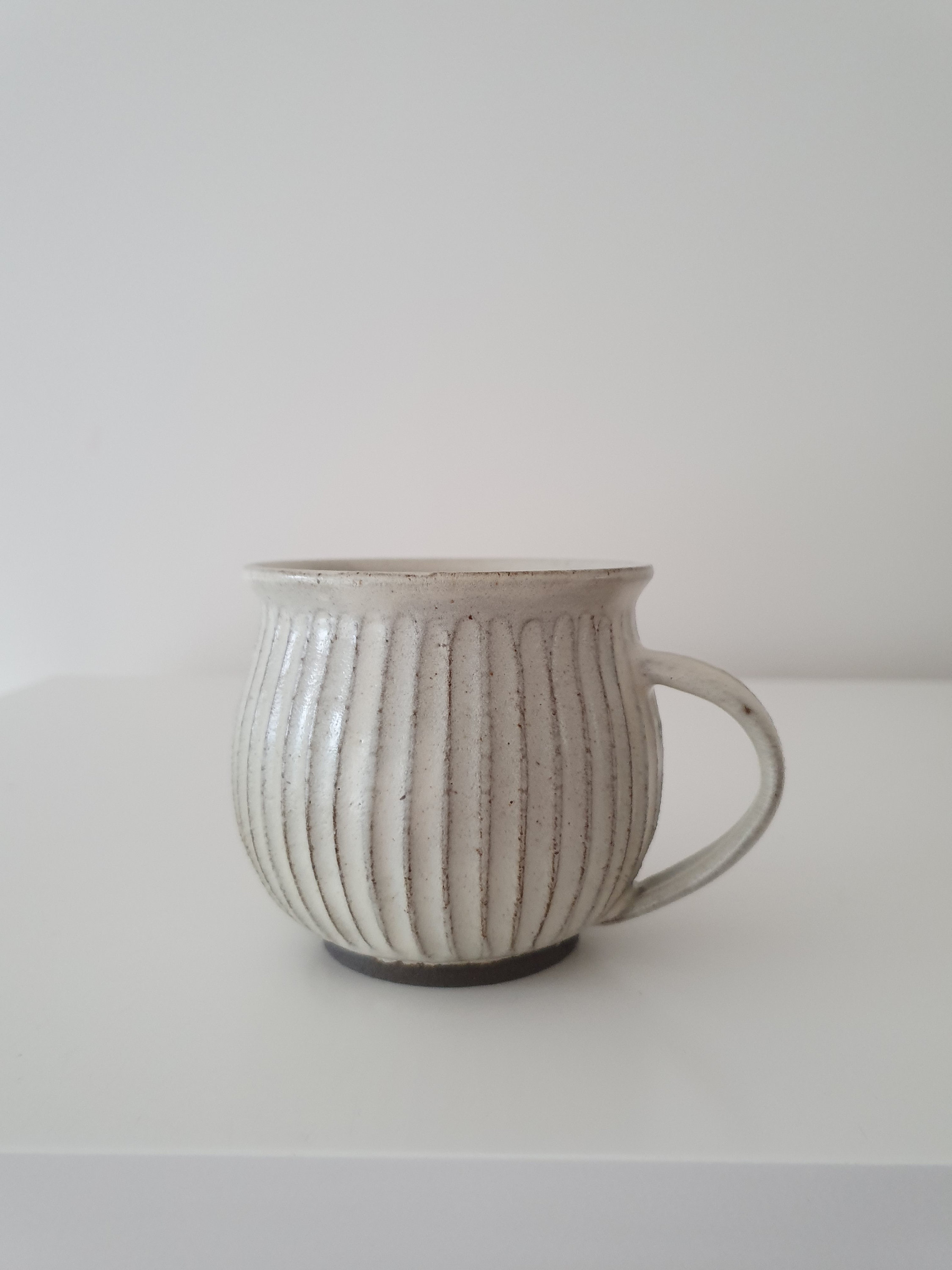 Set of 2 White Ceramic Tea Mugs Pottery Coffee Cups With a - Etsy