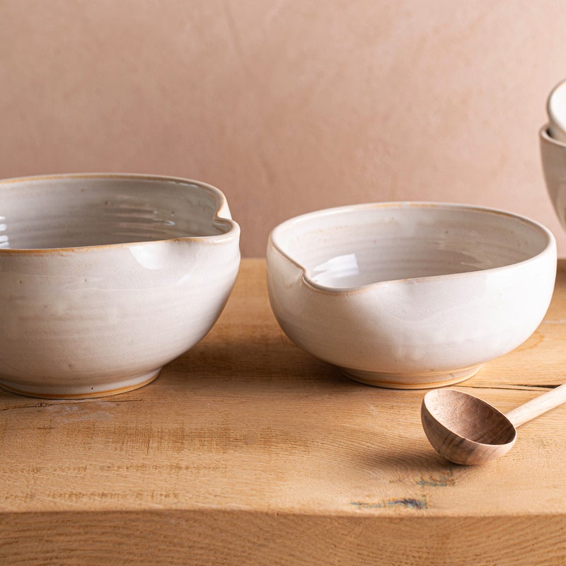 Pottery White Pearl Bowl - Etsy