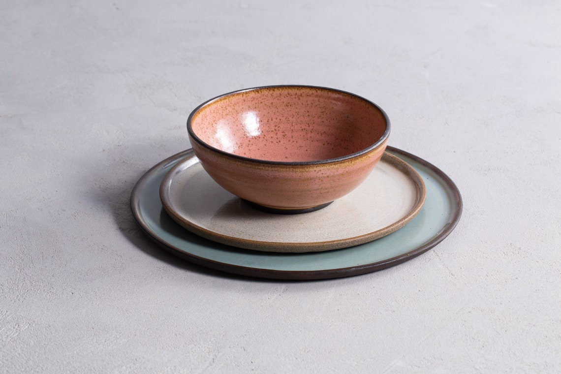 Colorful Ceramic Dinnerware Set Set of Main Course Plates - Etsy