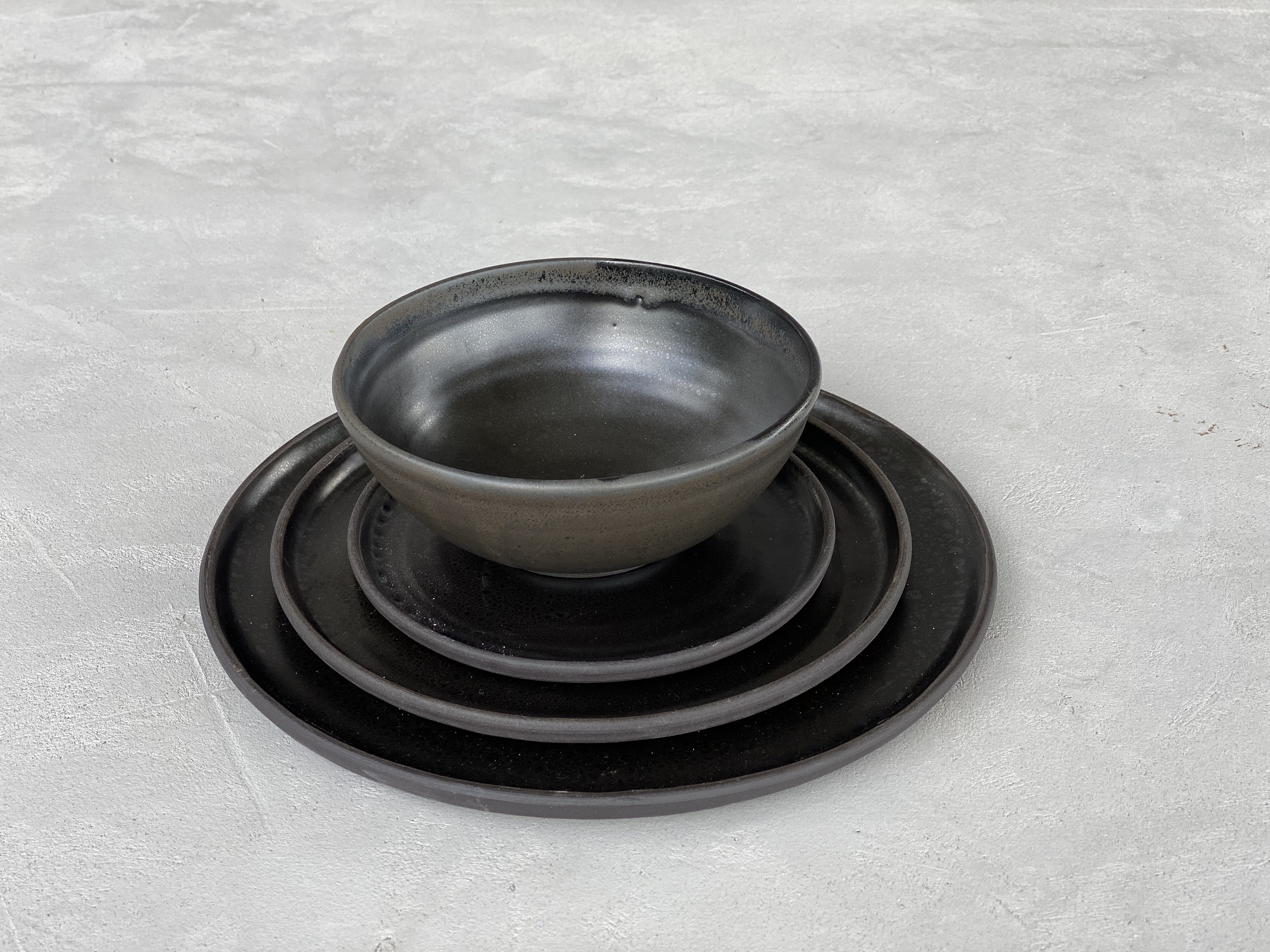 Black Dinnerware Set Main Course Plates Dinner Plates | Etsy