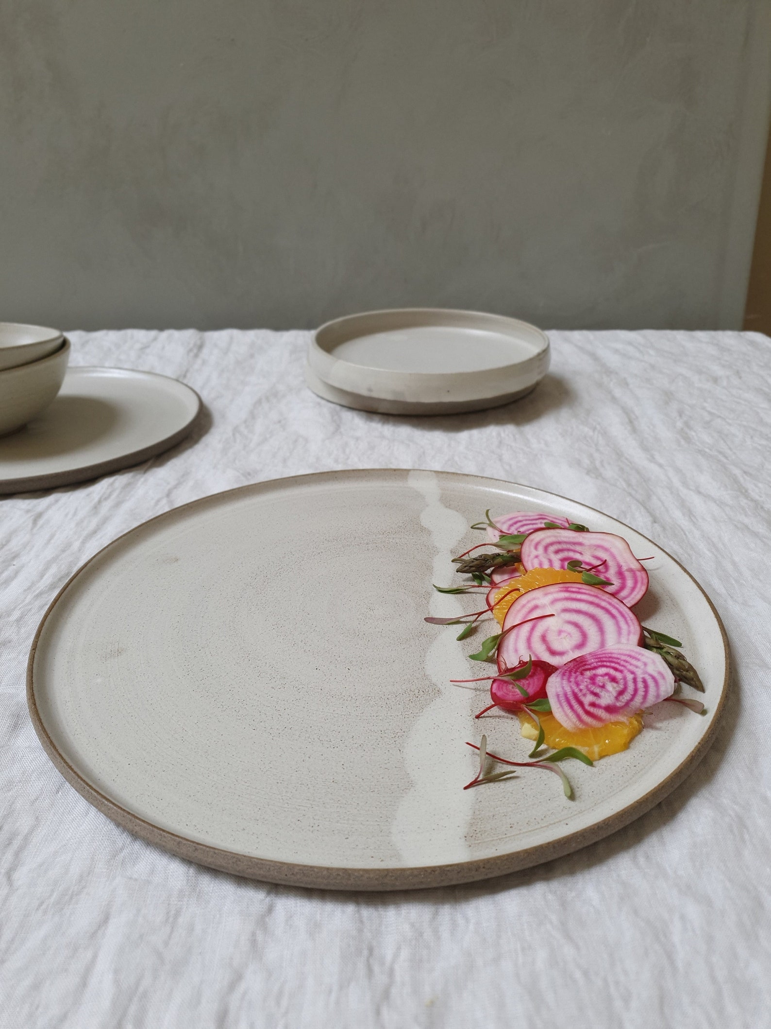 Large Handmade Cake Platter Ceramic Round Plate Rounded - Etsy