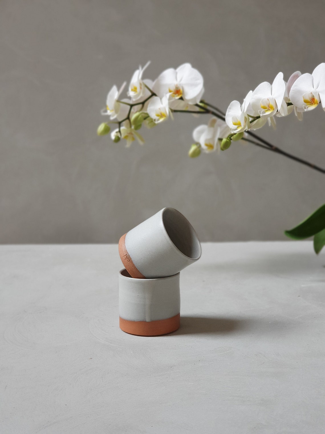 2 Cylindrical Ceramic Mugs Two Pottery Mugs 2 Coffee / Tea | Etsy