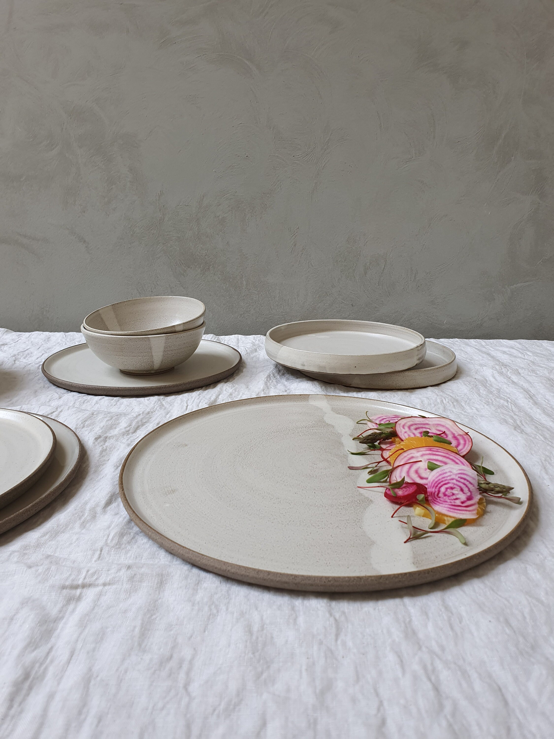 Large Handmade Cake Platter Ceramic Round Plate Rounded - Etsy