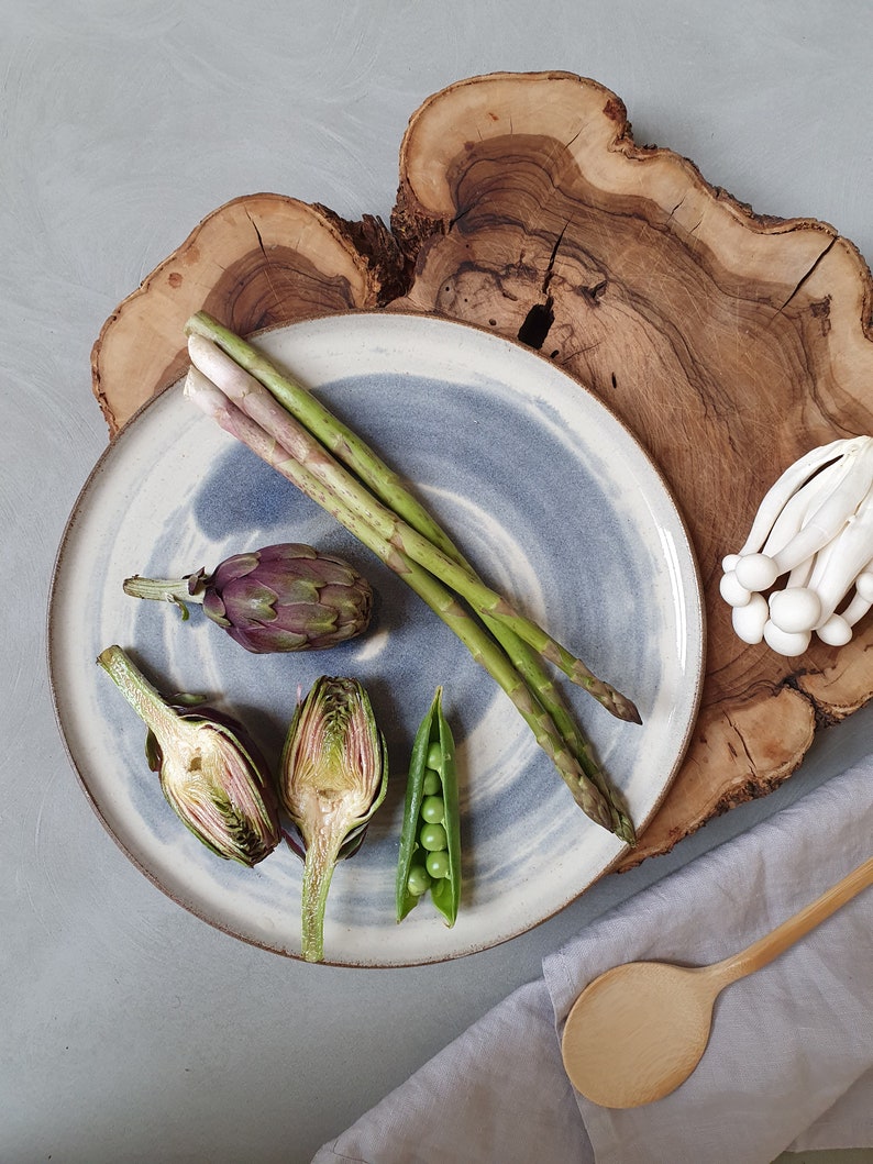 Handmade Pottery Dinner Plates Set of 2 Flat Ceramic Dinner | Etsy