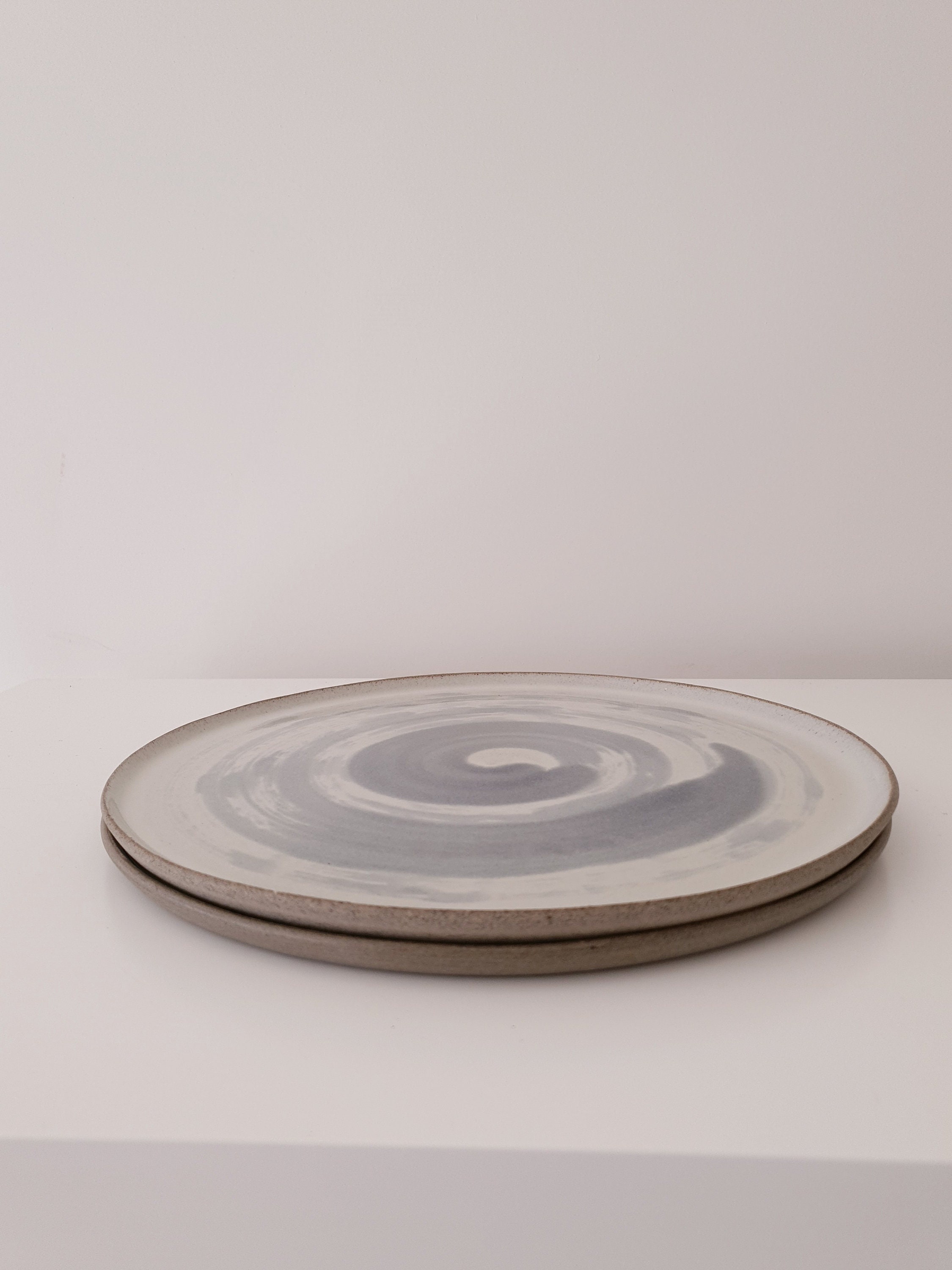 Handmade Pottery Dinner Plates Set of 2 Flat Ceramic Dinner | Etsy