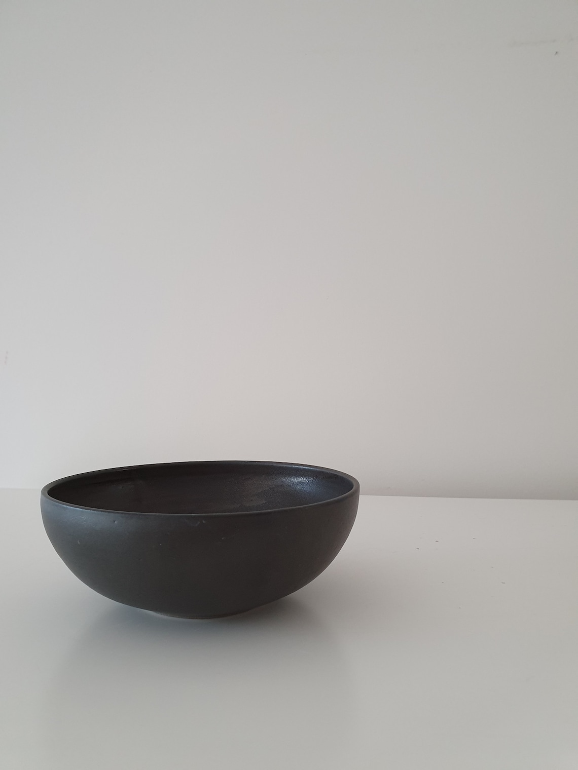 Handmade Black Ceramic Bowl, Set of 2 Black Pottery Soup Bowl With Blue ...