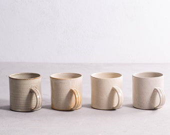 A Set of 4 Ceramic Mugs Four Pottery Mugs Coffee/tea - Etsy
