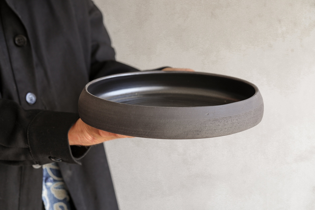 Handmade Black Pie Baking Pan, 10" Pottery Baking and Serving Dish ...