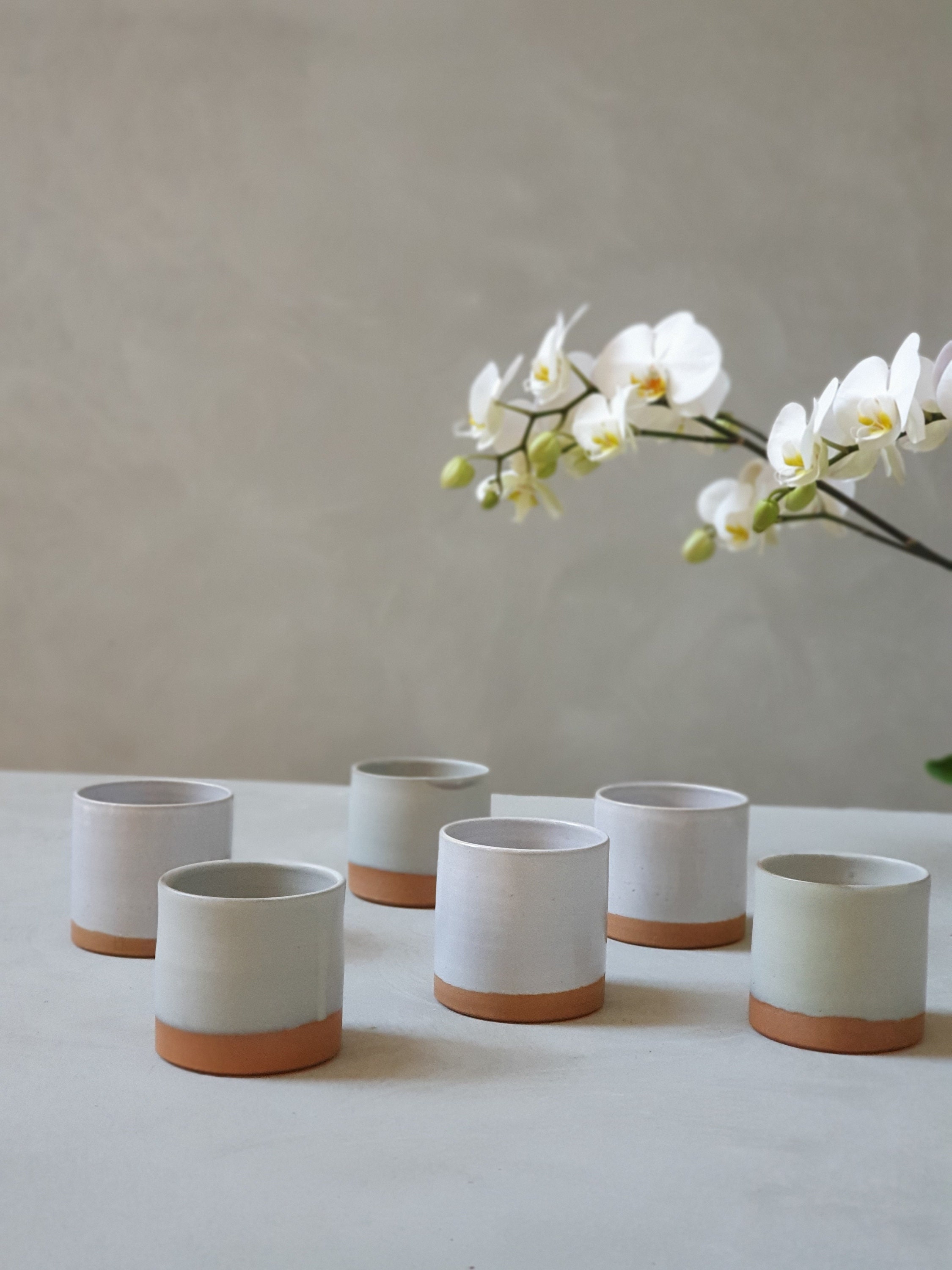 2 Cylindrical Ceramic Mugs Two Pottery Mugs 2 Coffee / Tea | Etsy