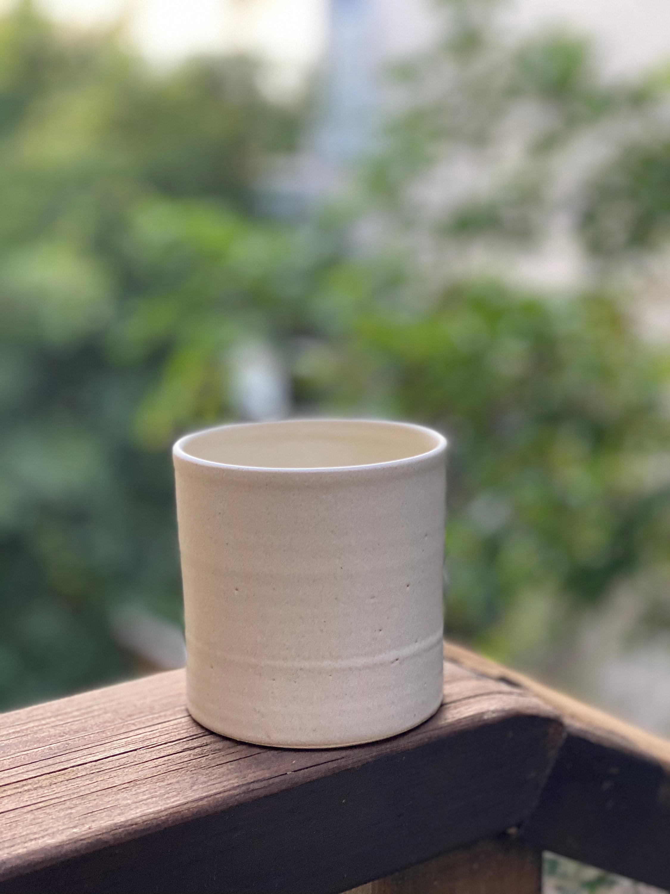 Set of 2 Ceramic Cylinder Coffee Espresso Mugs, Ceramic Tea Cup, White ...