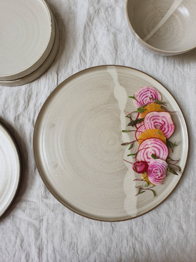 Large Handmade Cake Platter Ceramic Round Plate Rounded - Etsy
