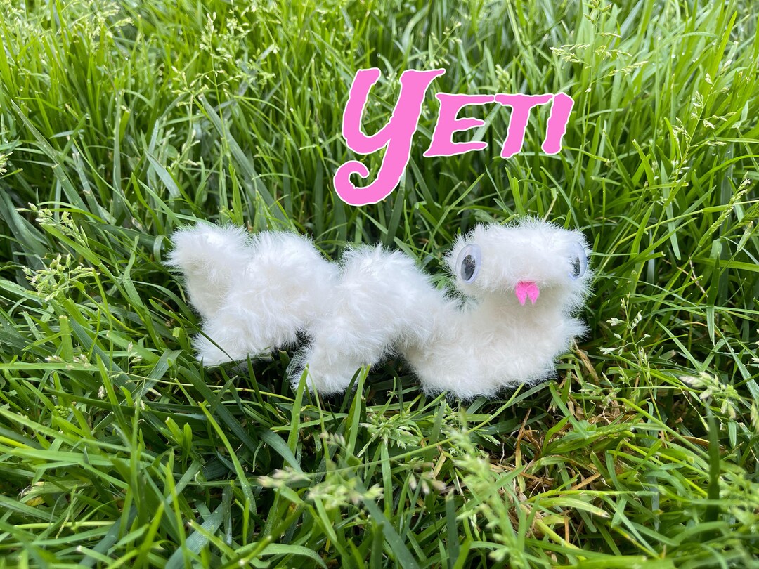 Snerm Pet "yeti" | Hand-knit Snake Worm Plush | Desk Decor Fidget ...