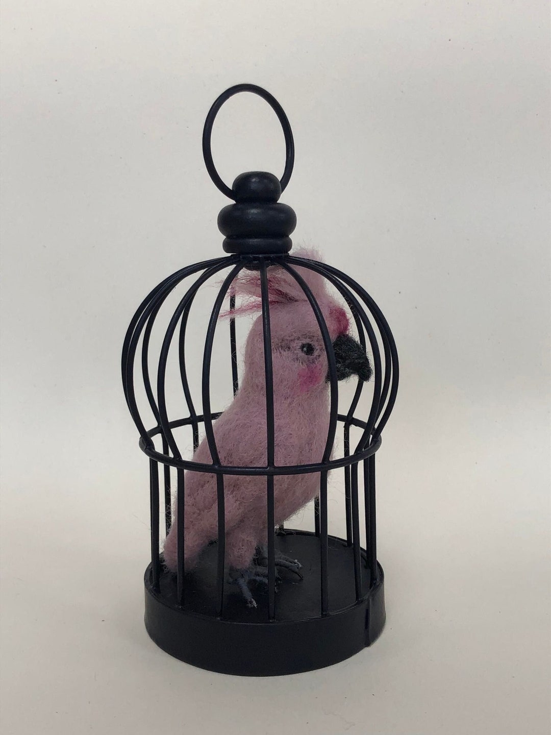 Miniature Cockatoo in Cage needle Felt - Etsy