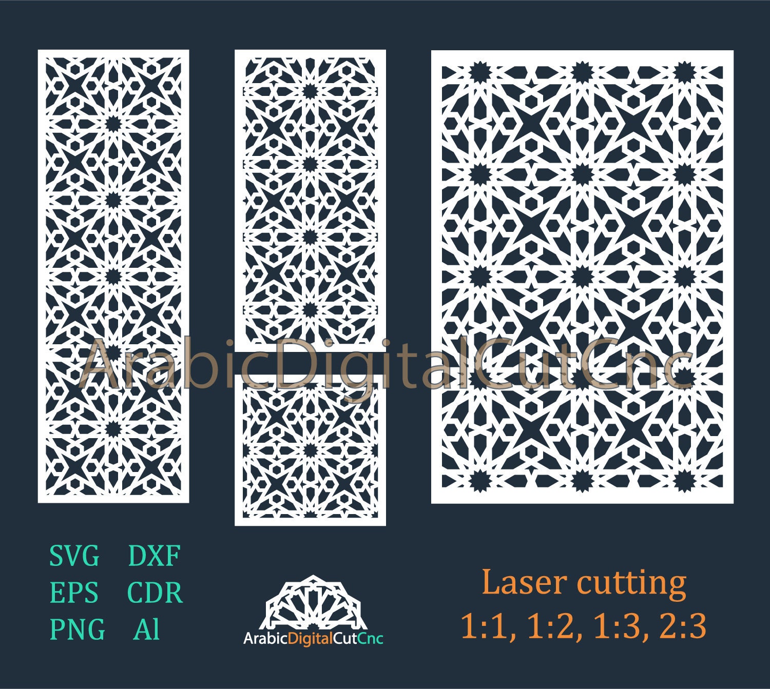 Cnc files,DXF,CDR,SVG,Eps,Png Moroccan decorative screen,panels ...