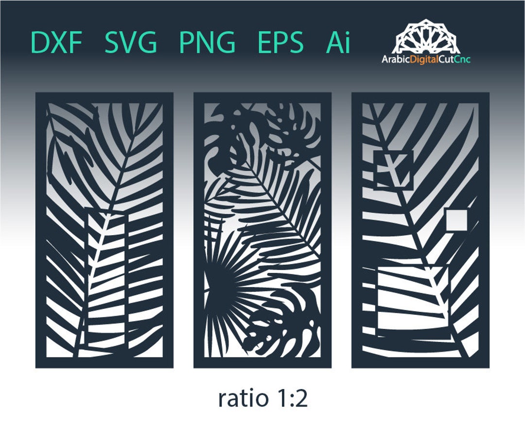 Palm Tree Leaves Cnc Panel. 3 Wall Art Leaf Decor. DXF, SVG, PNG ...