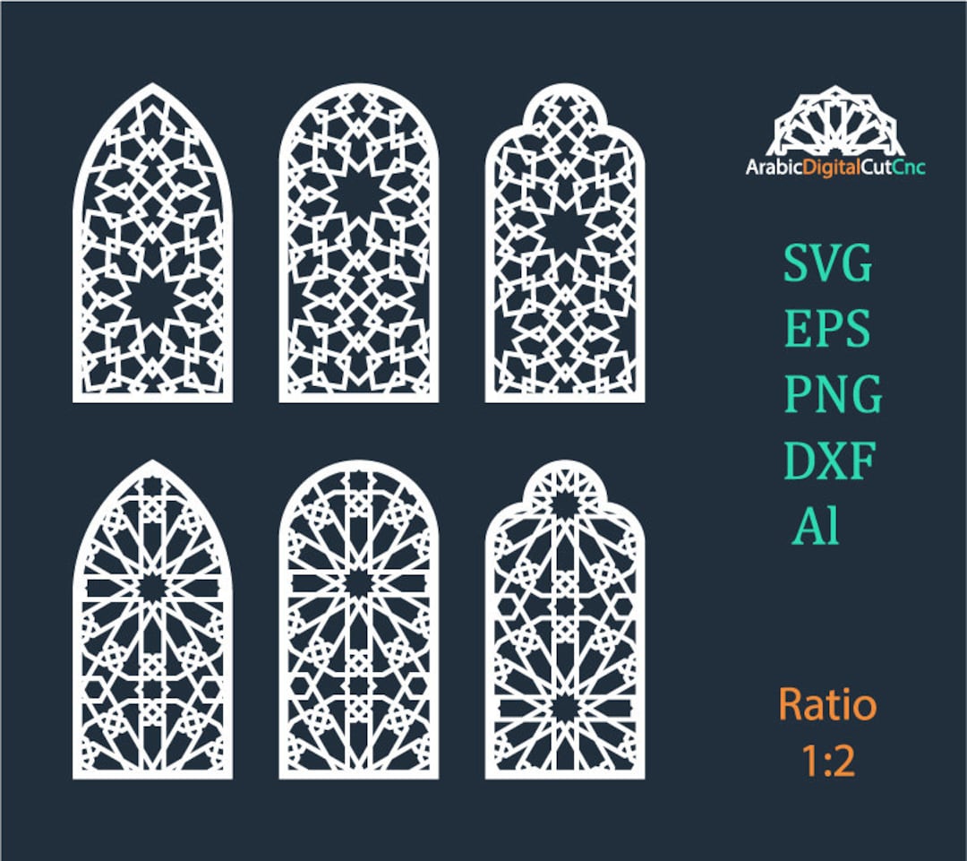 Islamic, Arabic Arch Window, Door Geometric Laser Cutting Cnc Templates ...