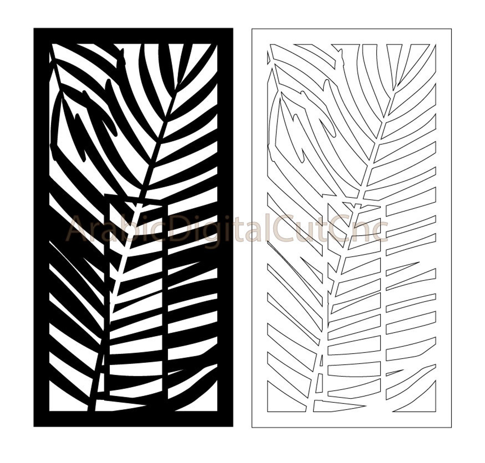 Palm Tree Leaves Cnc Panel. 3 Wall Art Leaf Decor. DXF, SVG, PNG ...