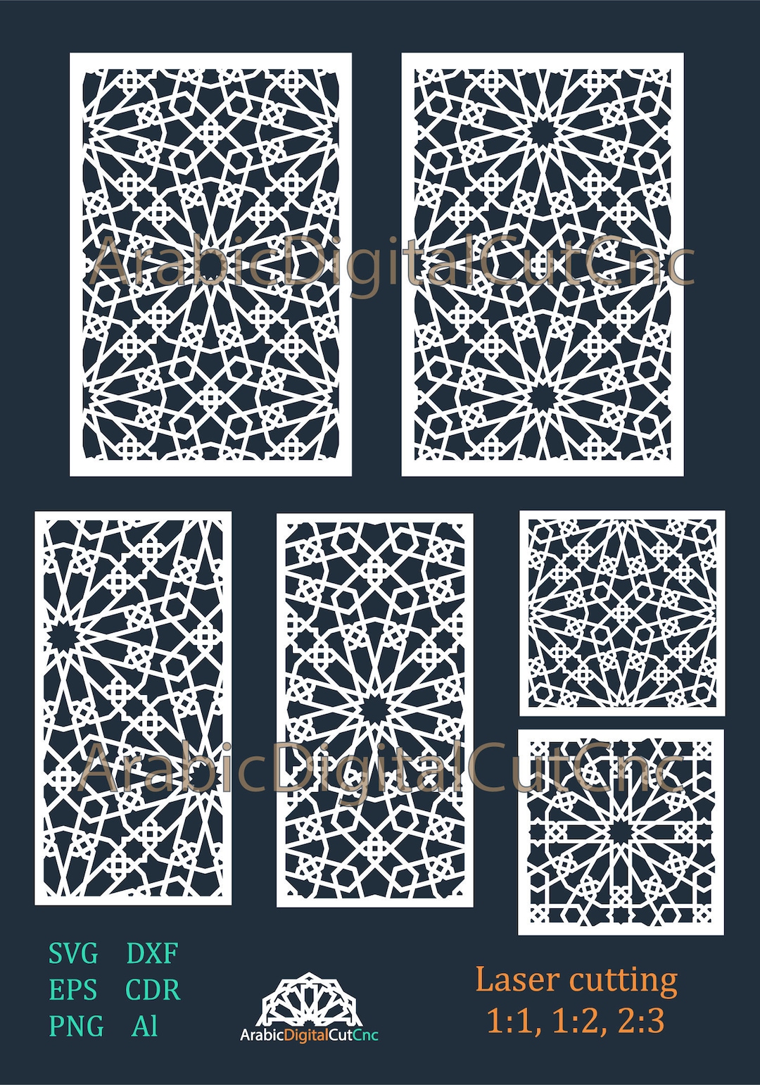 Arabic Geometric Laser Cutting Templates, Digital Pattern Set. Cnc ...