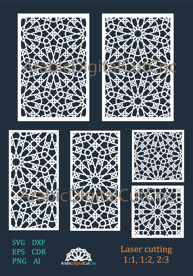 Arabic Geometric Laser Cutting Templates, Digital Pattern Set. Cnc ...
