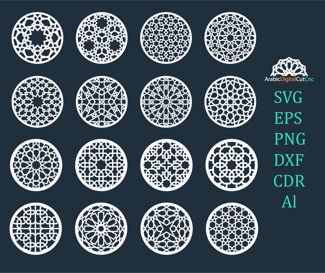 Islamic Geometric Laser Cut Templates, CNC Vector Pattern (digital ...