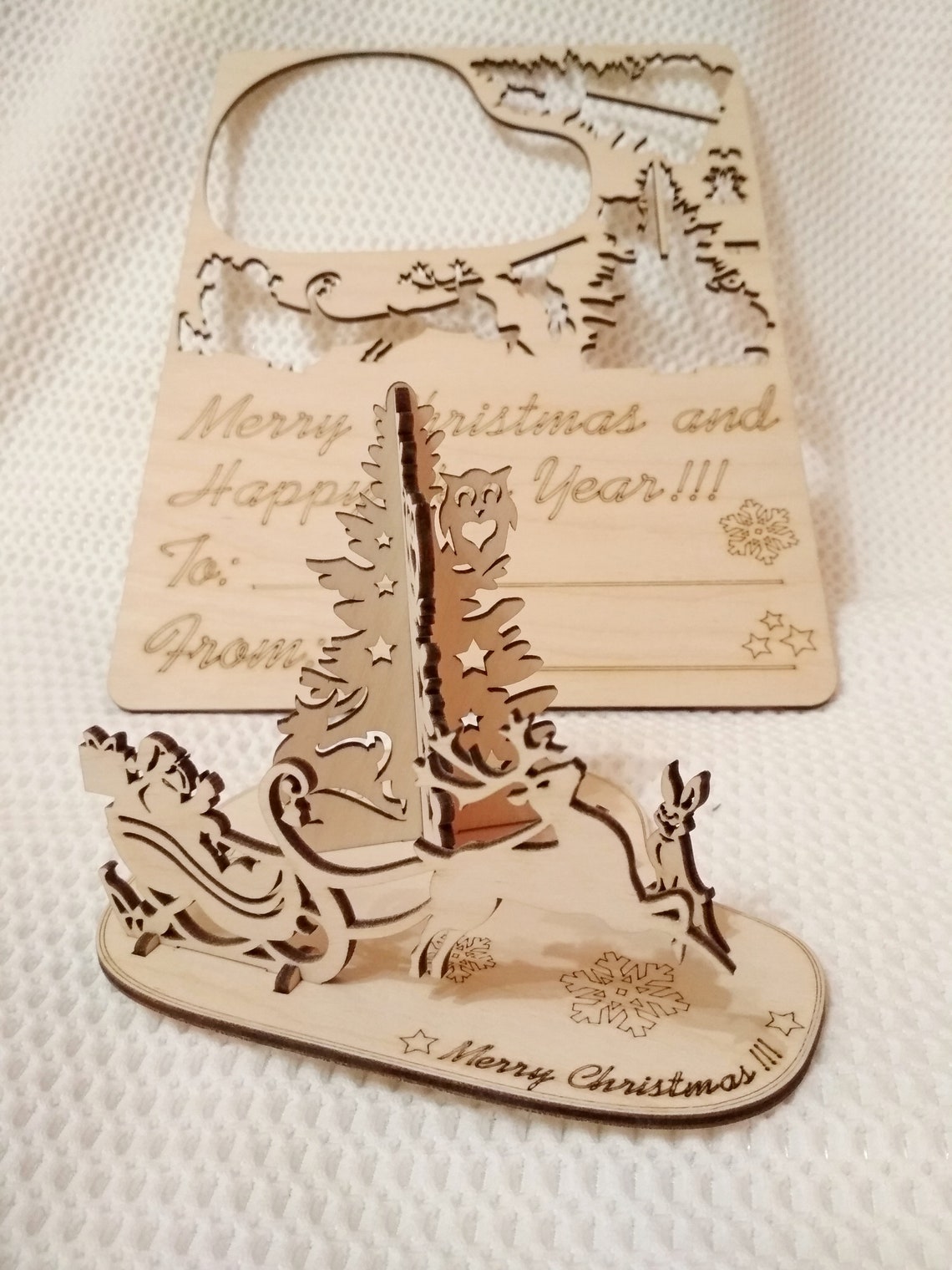 Christmas card vector dxf pattern files laser cut. 3D Puzzles | Etsy