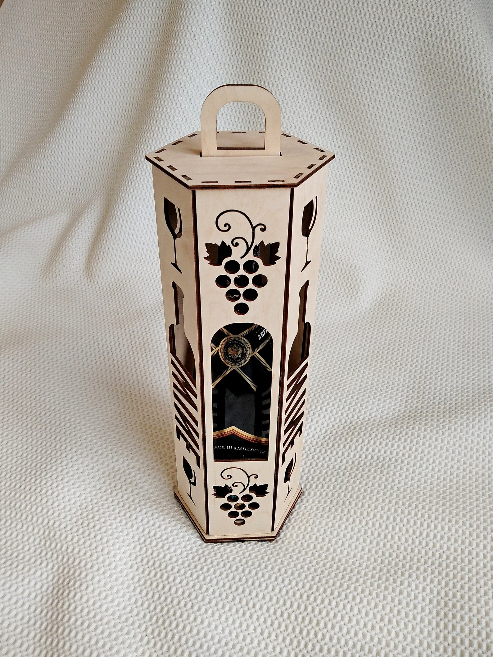 Wine Box svg dxf files laser cut. Vector template Champagne | Etsy