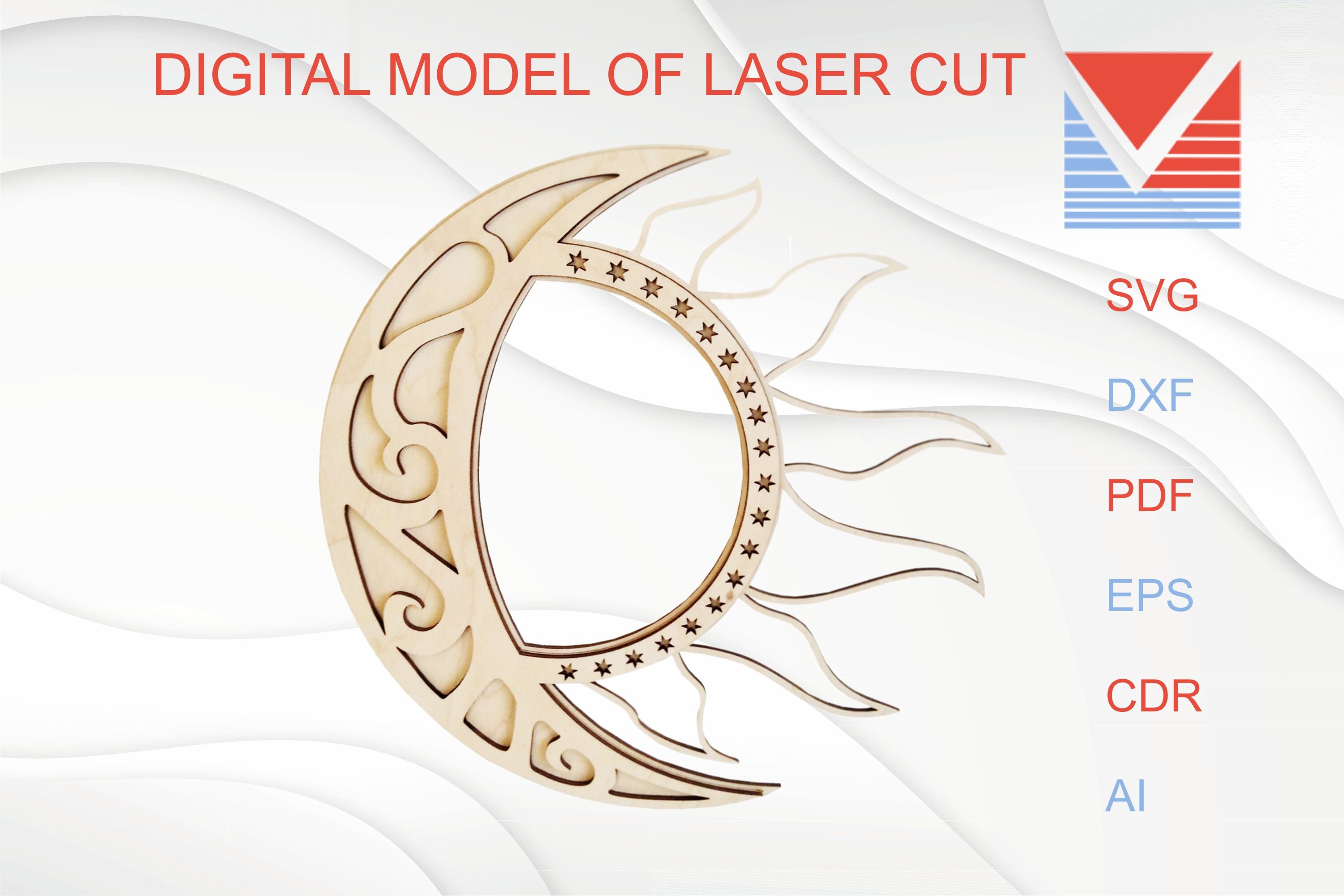 Sun Moon wall decoration svg dxf files vector template laser | Etsy