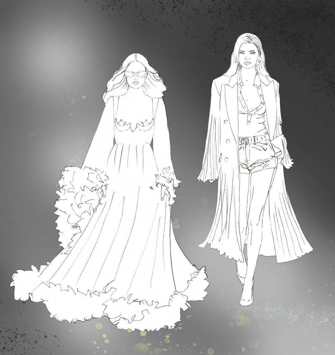 Coloring Page Fashion Show 2 Figurine Coloring Fashion Design Fashion ...