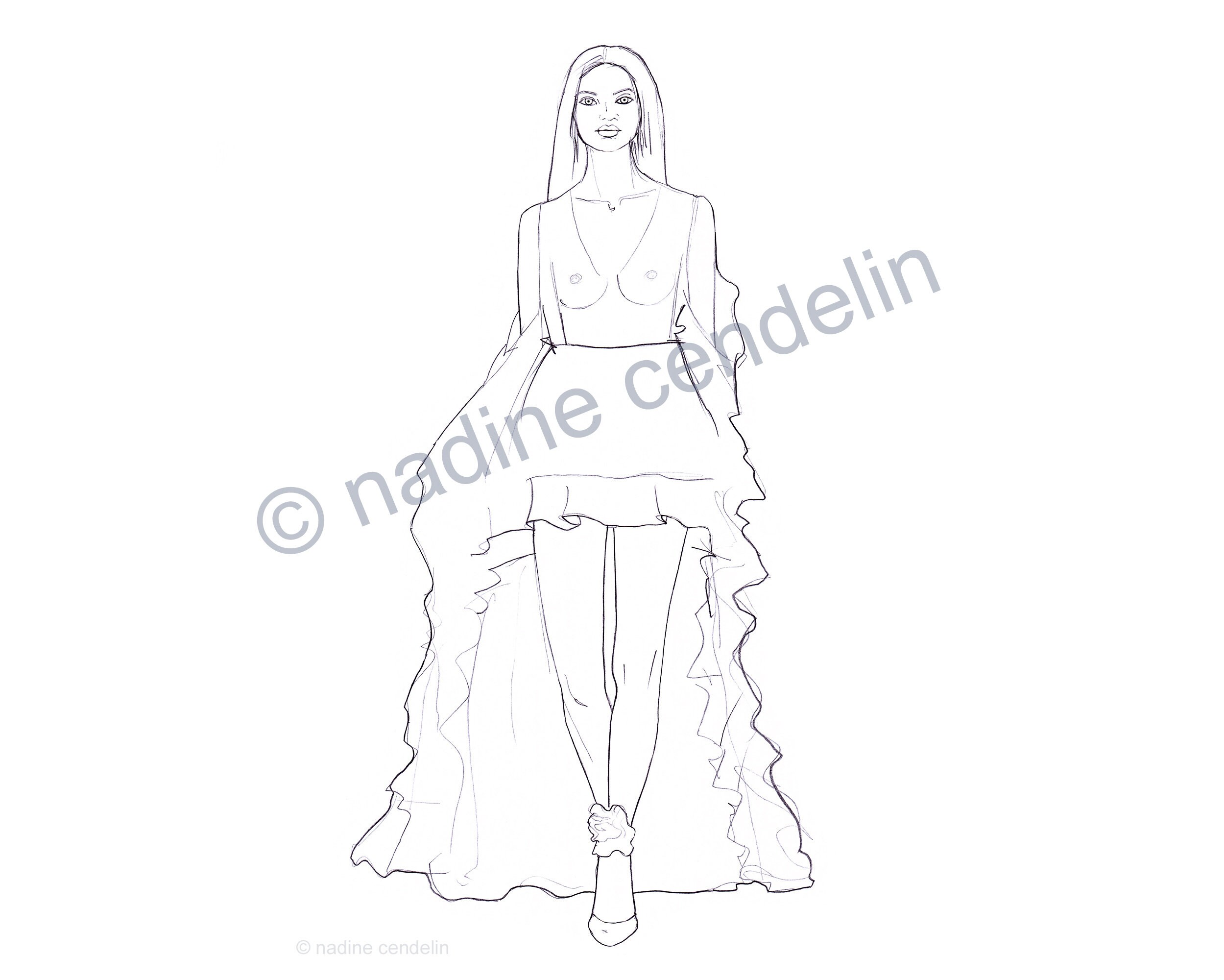 Fashion Model Outline Coloring Pages