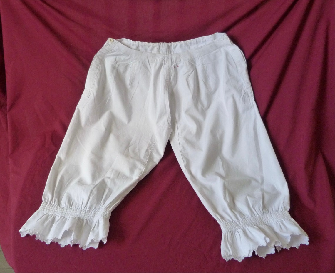 C1900's French White Cotton Long Bloomers Monogram H.M. | Etsy