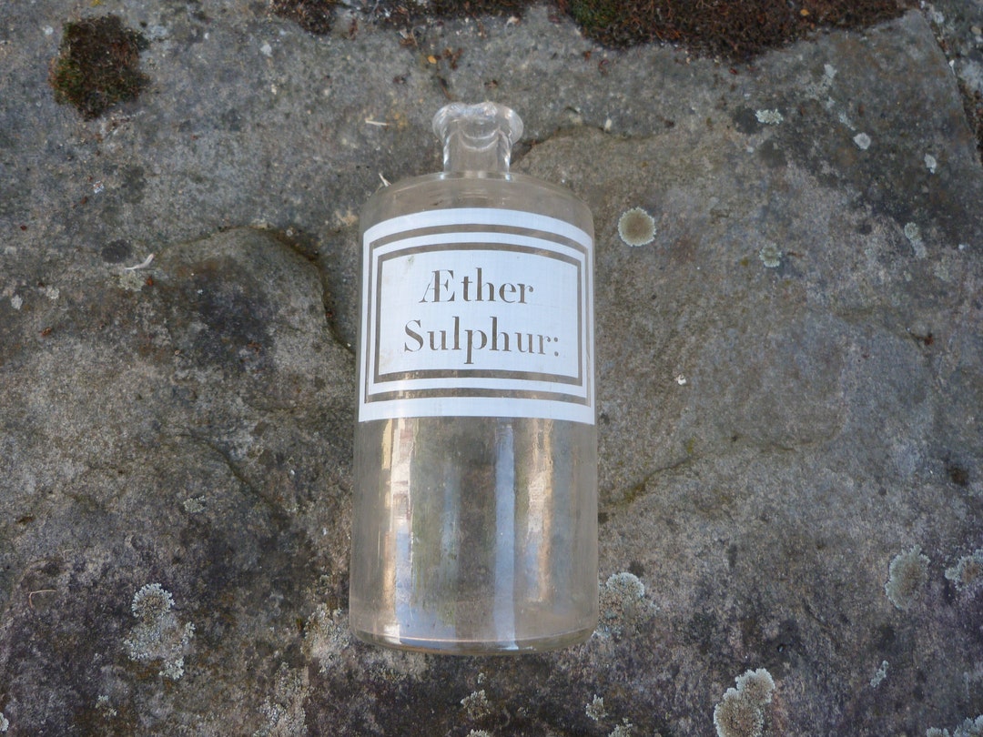 Antique French Apothecary Jar: Etched Glass Aether Sulphur Label - Etsy