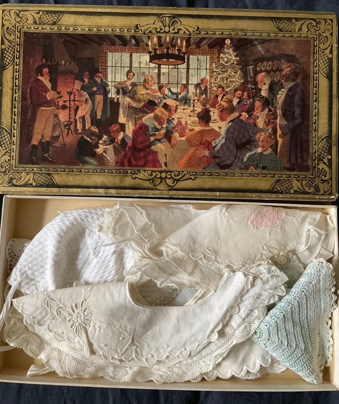 7 Antique French Infant Bibs 1 Baby Bonnet Vintage Dolls Clothes Cotton ...