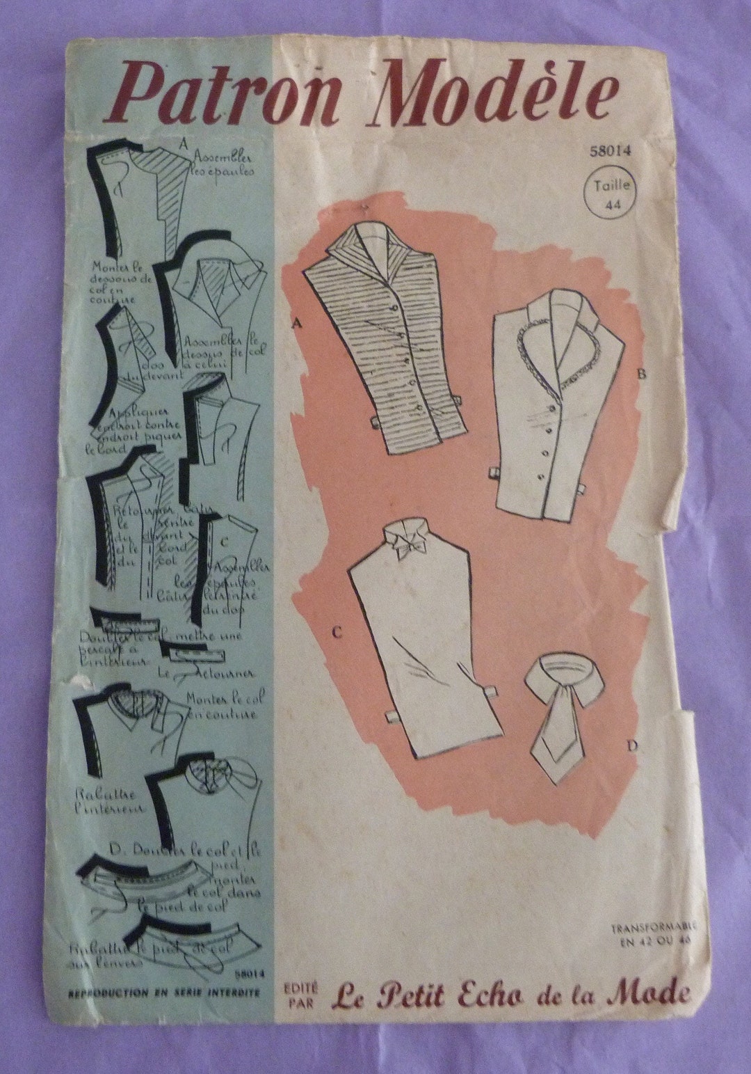 Vintage French Dressmaking Sewing Pattern “patron Modele” Sleeveless ...