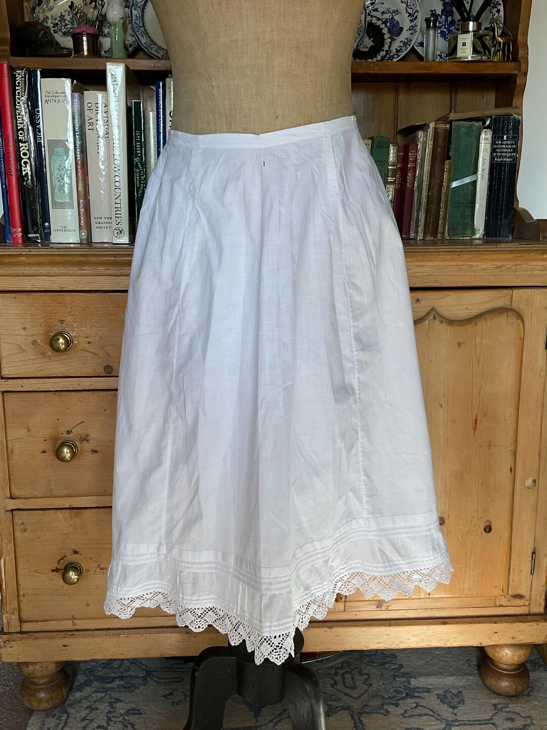 1900's French Lawn Cotton Petticoat, Skirt, Lace Hem With Drawstring Waist. - Etsy