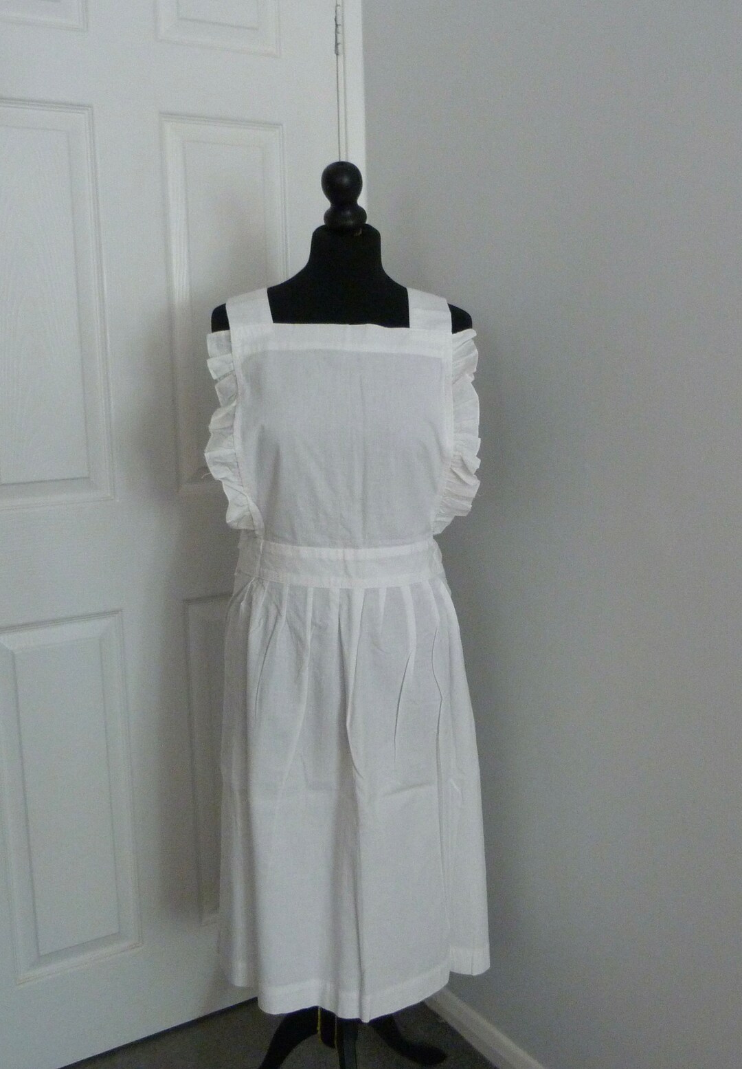 C1950's French Frilly White Cotton Apron Lovely Back - Etsy