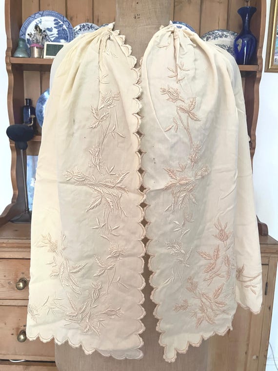 antique french cape, silk cape with embroidery c1800'… - Gem