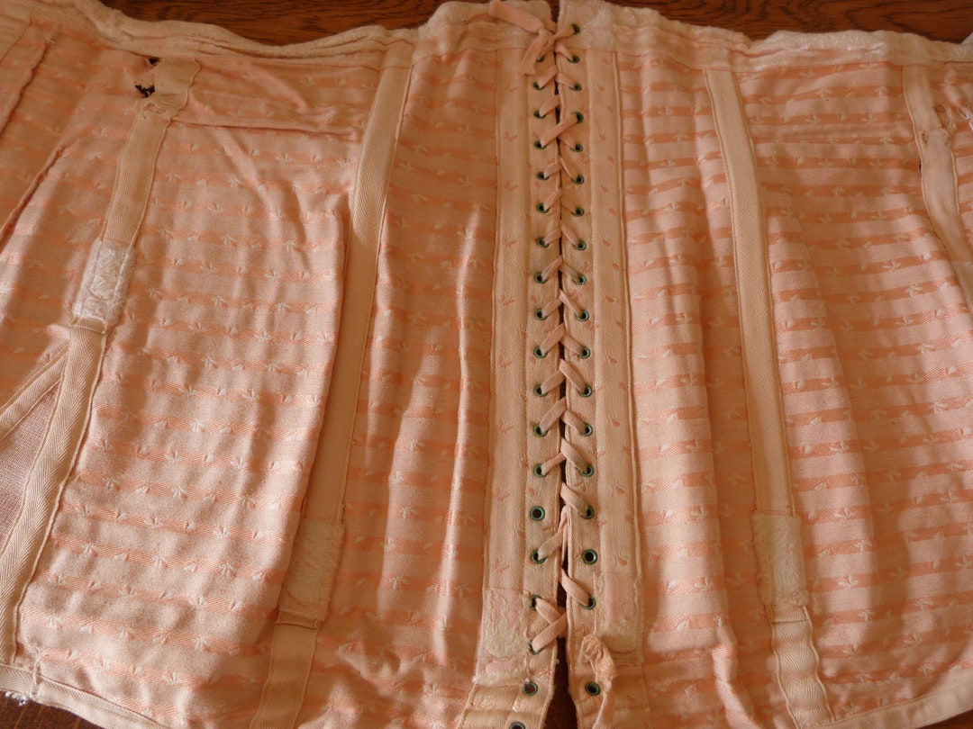 1950's Pink Corset Girdle. Vintage French, Laced & Eyelet Closure. Size ...