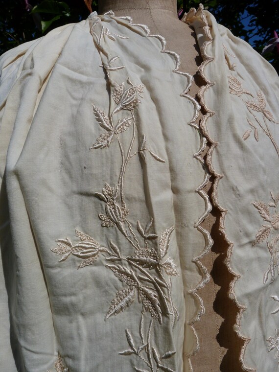antique french cape, silk cape with embroidery c1800'… - Gem