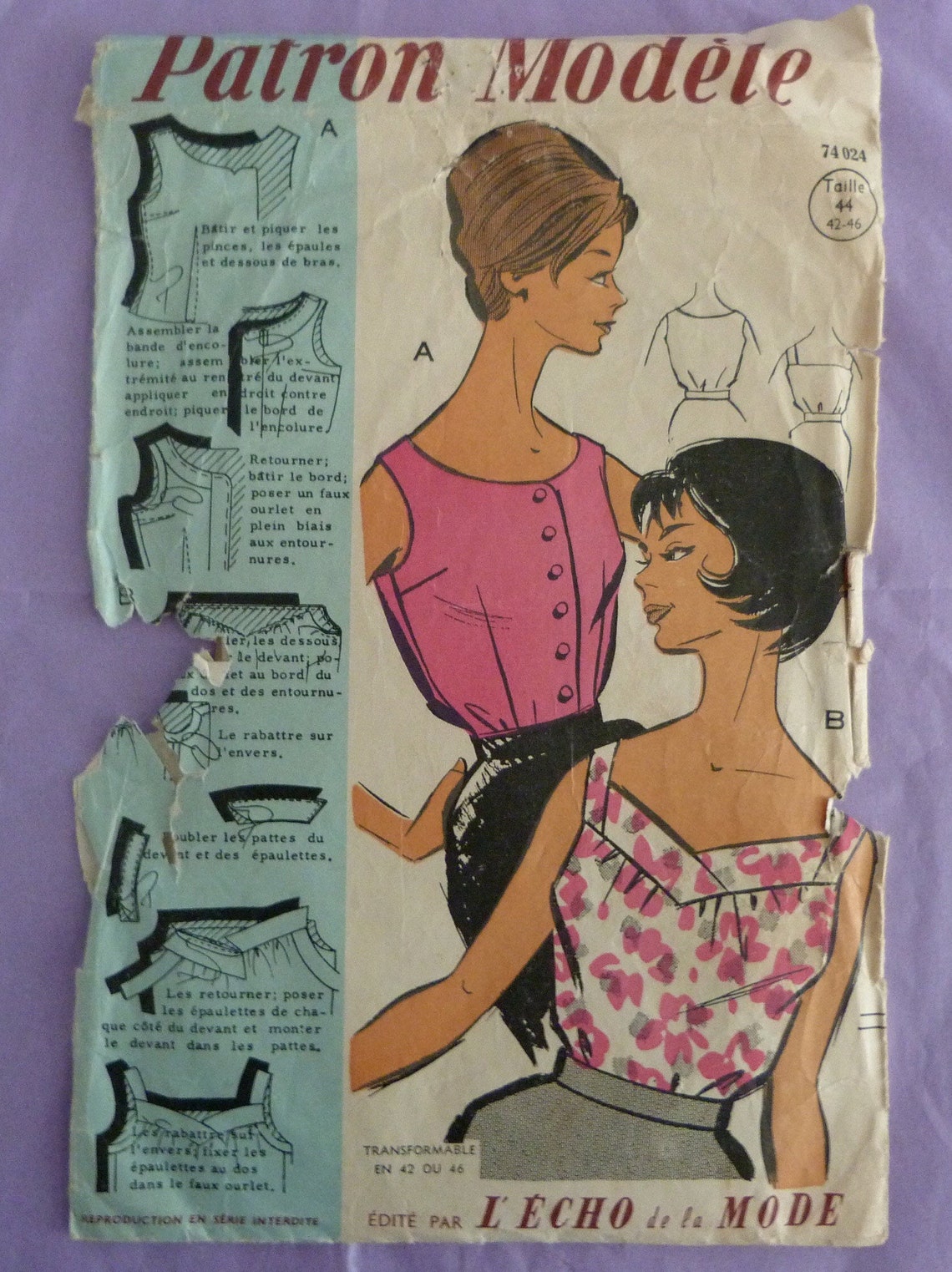 Vintage 1960s French Dressmaking Pattern patron Modele - Etsy