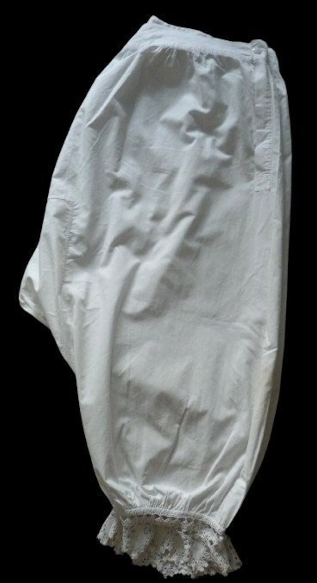 C1900's French White Cotton Long Bloomers Monogram A.R. Cross Stitch ...