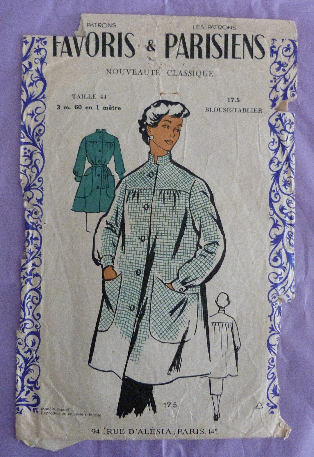 Vintage 1950s French Dressmaking Pattern: Smock Apron Coat FR 44 - Etsy