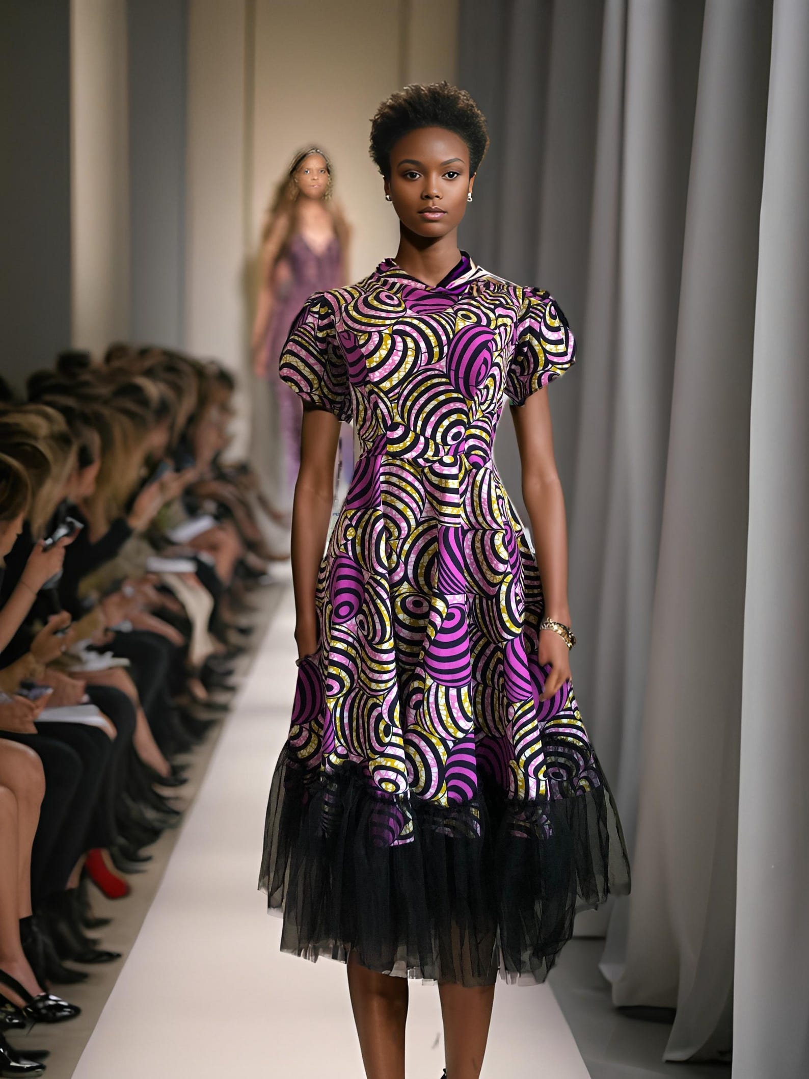 African Print Dress With Tulle Details - Etsy