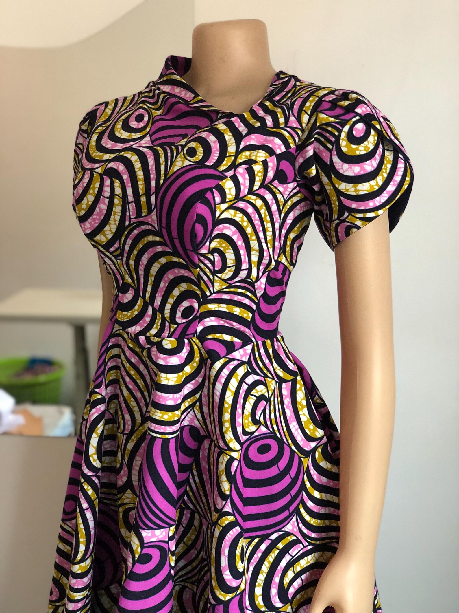 African Print Dress With Tulle Details - Etsy