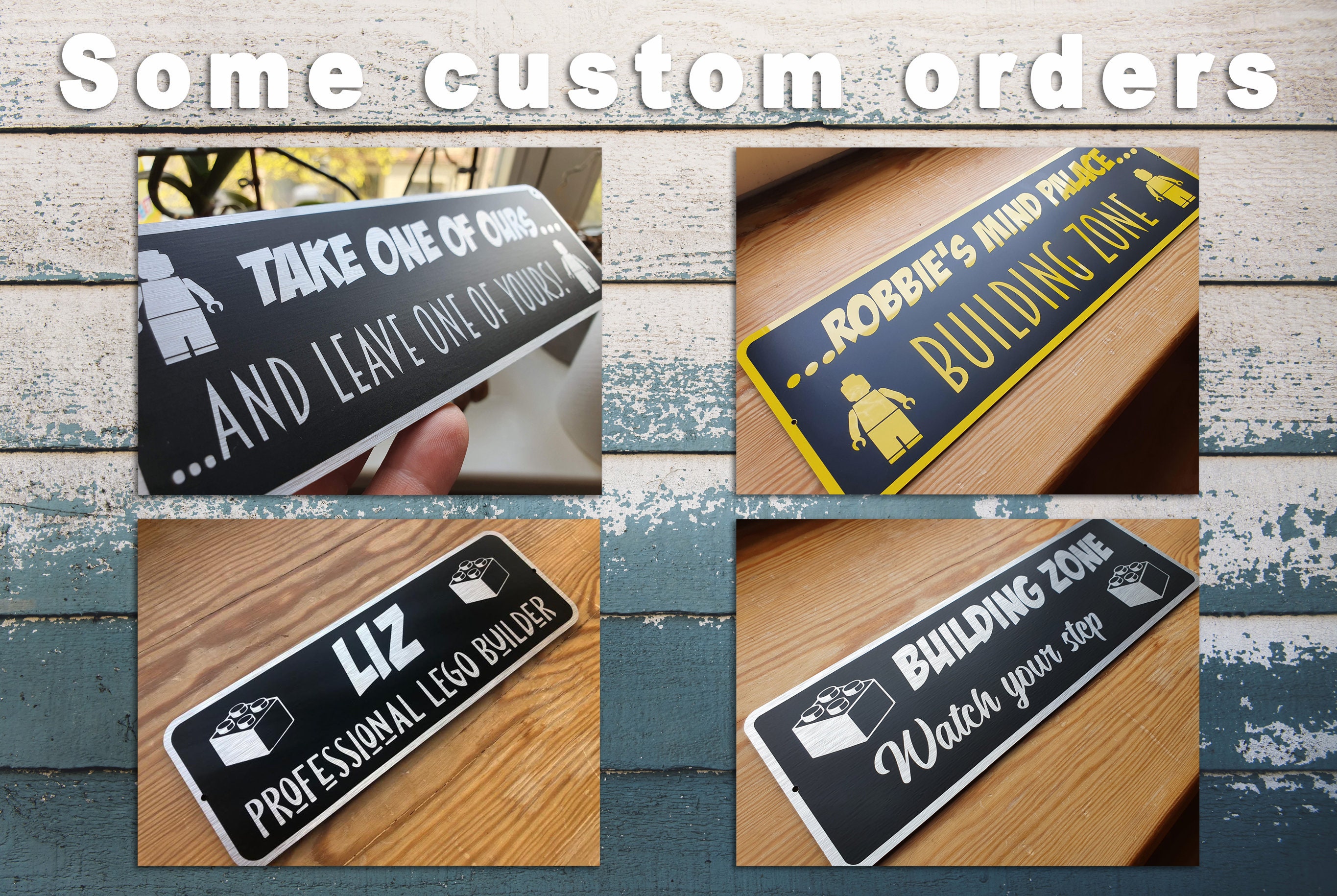 Custom Building Zone Sign: Brushed Metal Kids Room Decor - Etsy