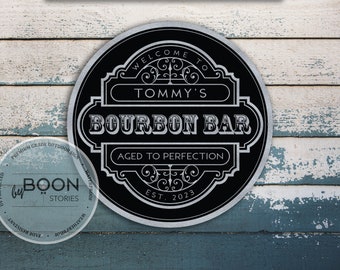 Personalized Chalkboard Look Bourbon Bar Metal Room Sign Welcome Sign ...