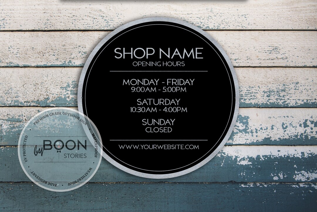Round Opening Hours Sign | Business Hour Sign | Custom Store Hours Sign ...
