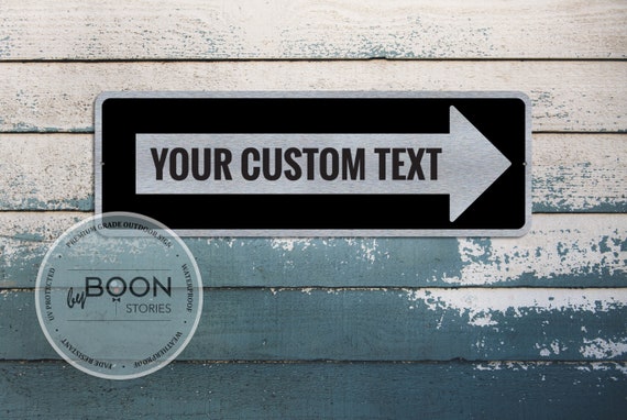 Custom Text With Directional Arrow Sign Custom Text Plaque | Etsy