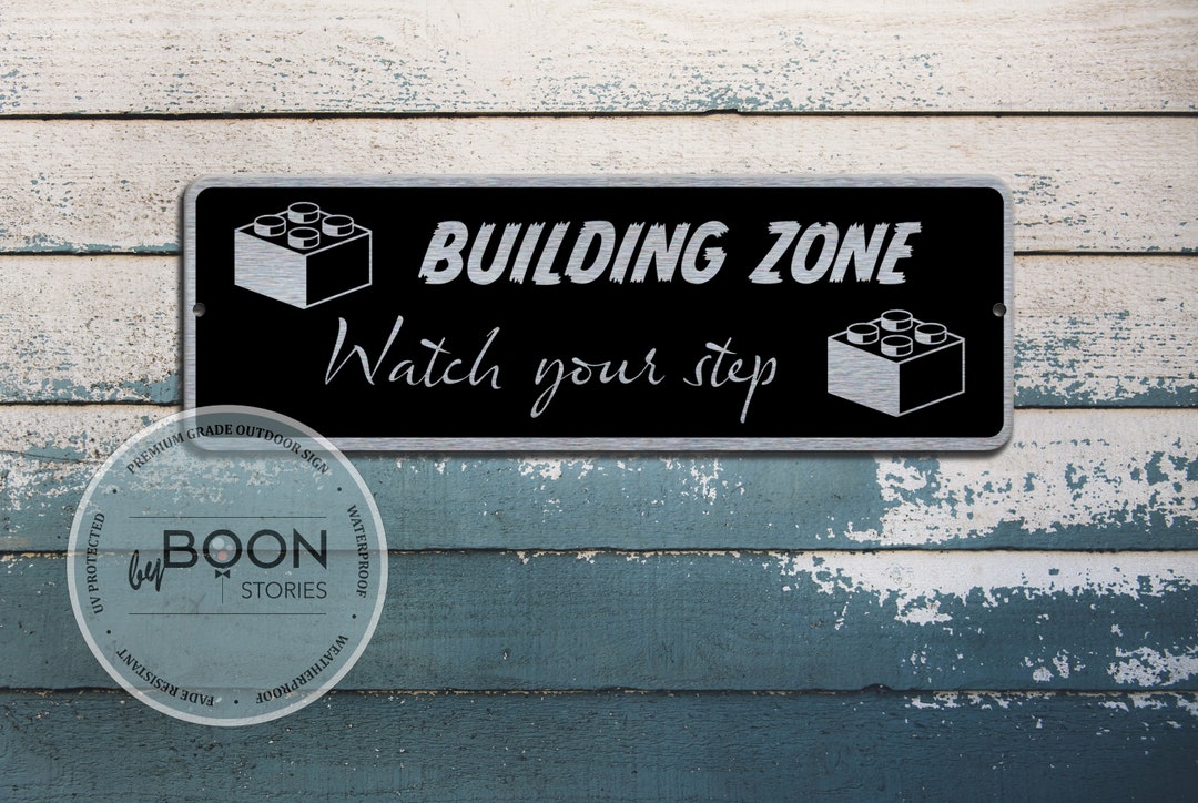 Custom Building Zone Sign: Brushed Metal Kids Room Decor - Etsy