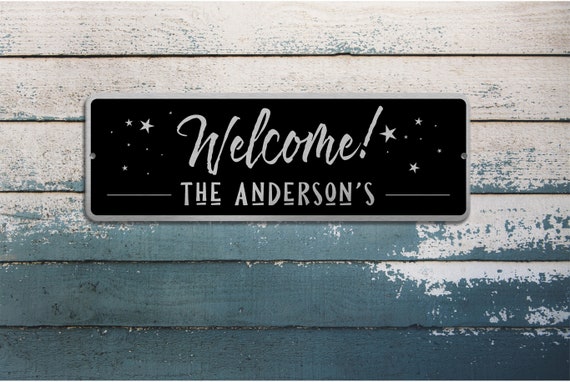 Custom Welcome Sign Family House Sign Modern Metal Sign | Etsy