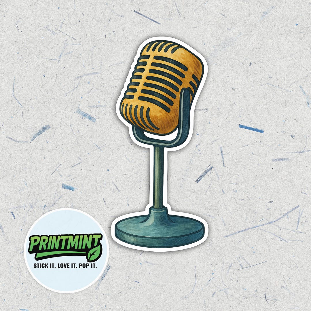 Vintage Microphone Vinyl Sticker - Retro Audio Decal - Classic Music ...